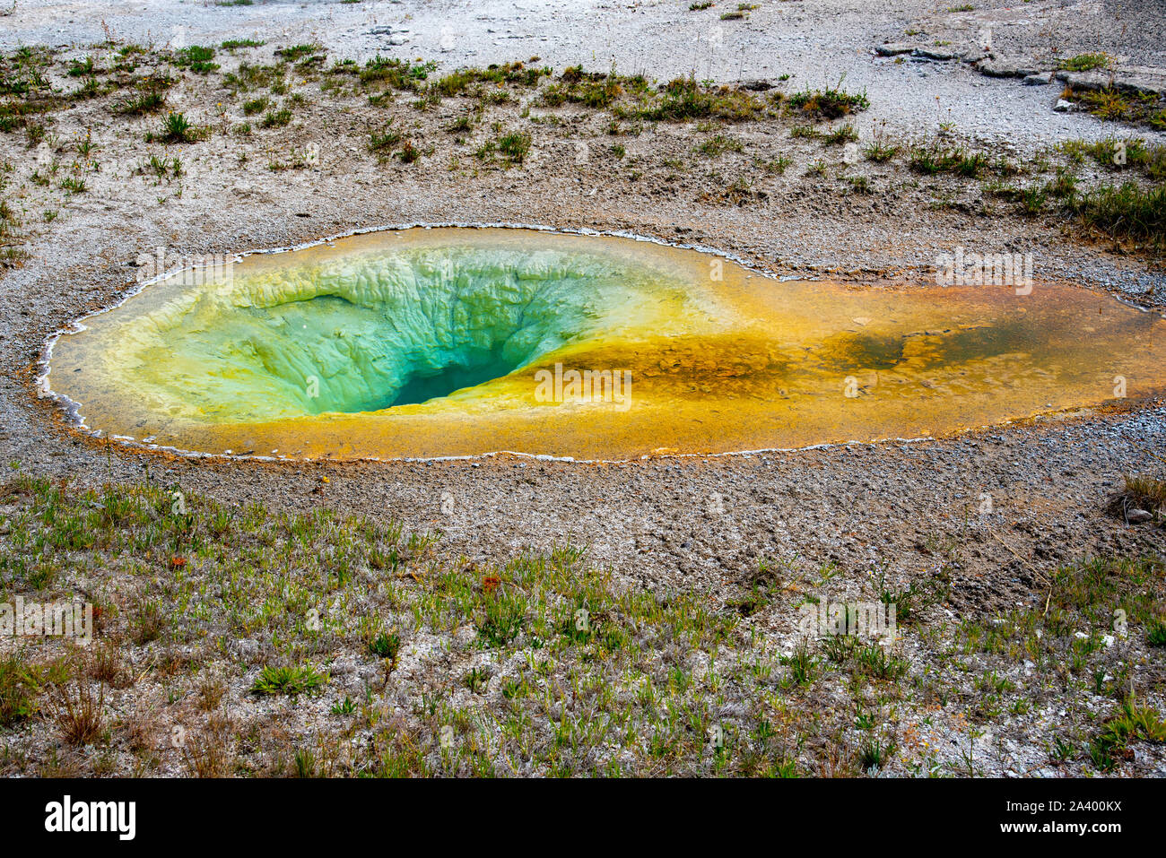 Colorful hot spring in Yellowstone of vivid colors caused by ...