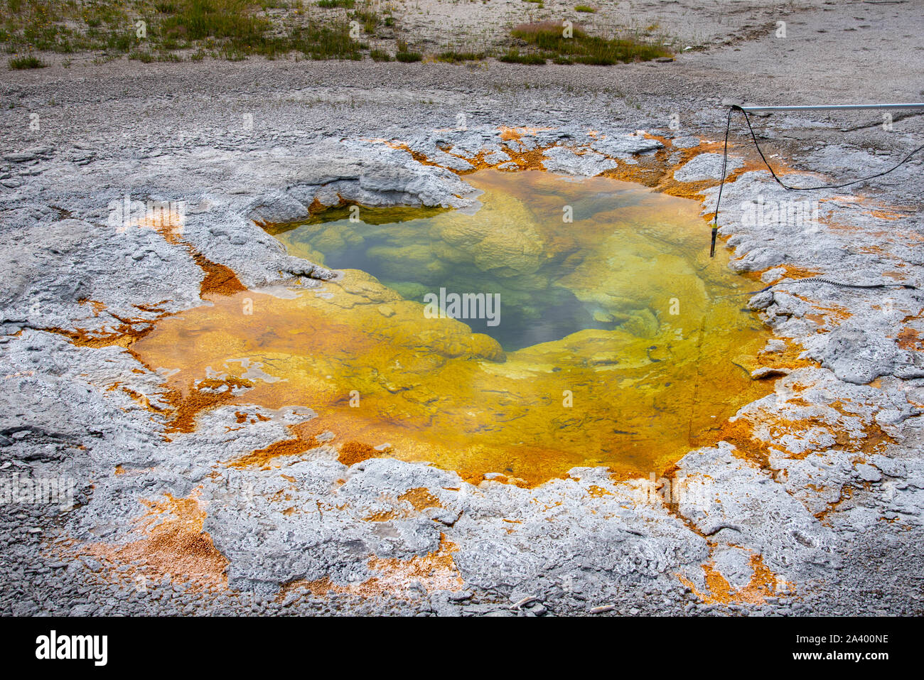 Colorful hot spring in Yellowstone of vivid colors caused by ...