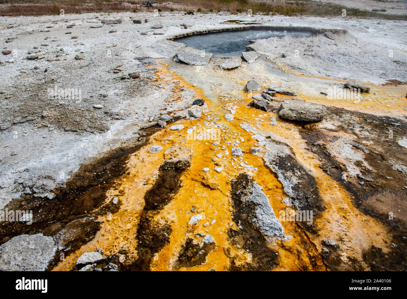 Boiling hot spring in Yellowstone of vivid colors caused by ...