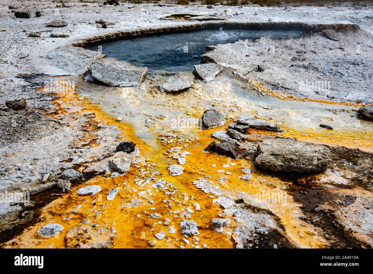 Boiling hot spring in Yellowstone of vivid colors caused by ...