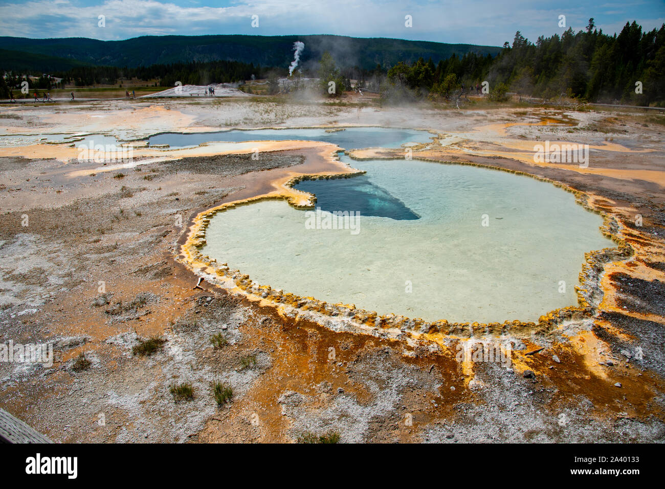 Doublet hot spring in Yellowstone of vivid colors caused by ...