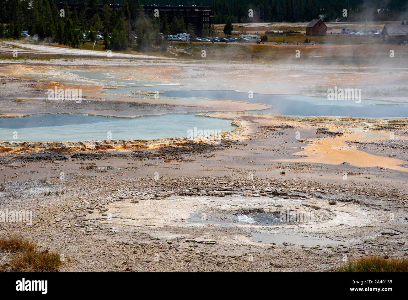 Doublet hot spring in Yellowstone of vivid colors caused by ...