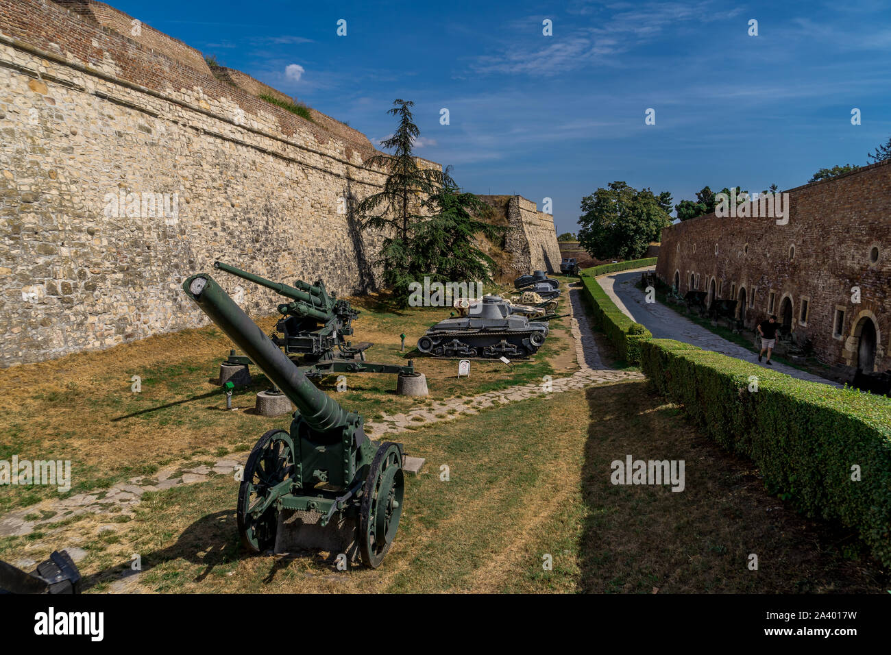 World War II military equipment, tanks, anti artillery guns on display ...