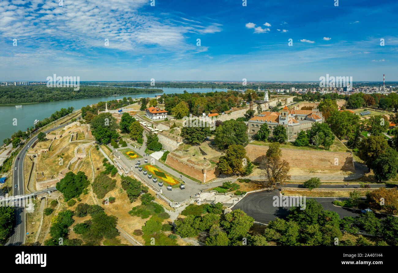 Aerial view of the castle of Beograd (Belgrade) the Kalemegdan at the ...