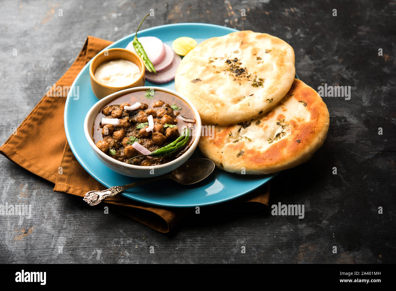 Pindi Chole Kulche or roadside choley Kulcha popular in India and ...