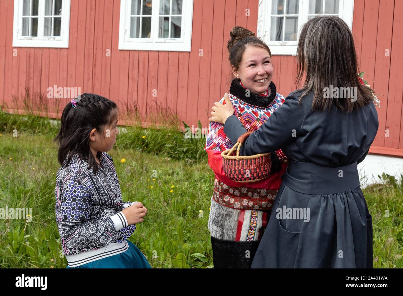 FELICITATING THE BRIDE, TOWN OF QAQORTOQ, GREENLAND, DENMARK Stock ...