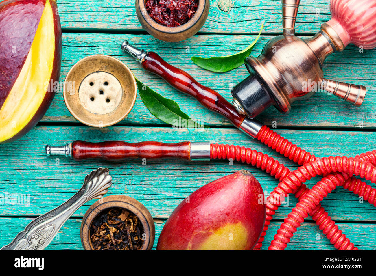 Details of the egyptian hookah.Shisha with mango flavor.Smoking apple ...