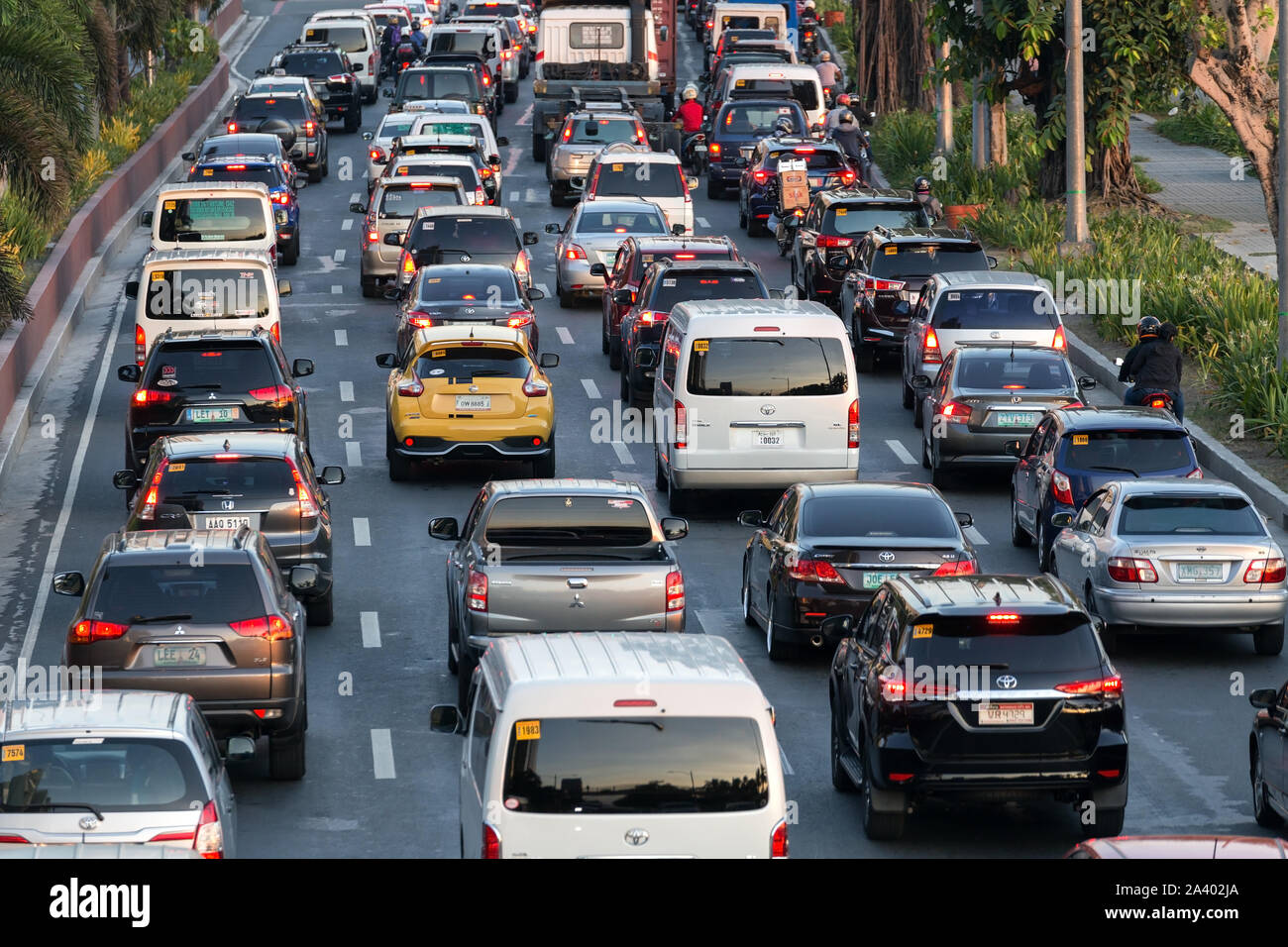 Manila, Philippines - May 16, 2017: Heavy traffic on the road of Manila ...