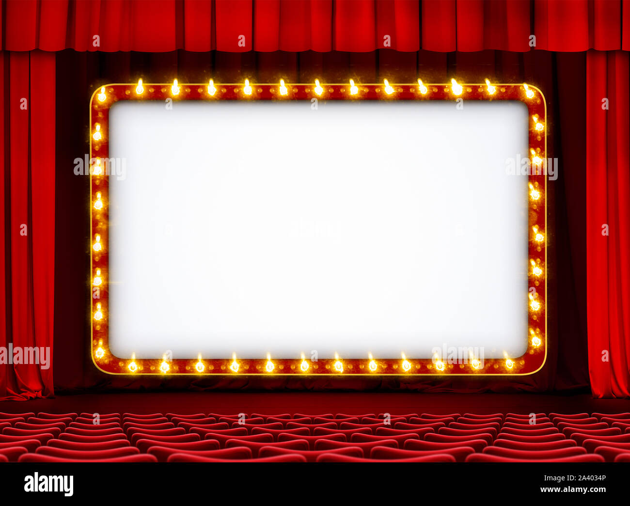 Theater or movie sign on red stage with curtain background Stock Photo ...