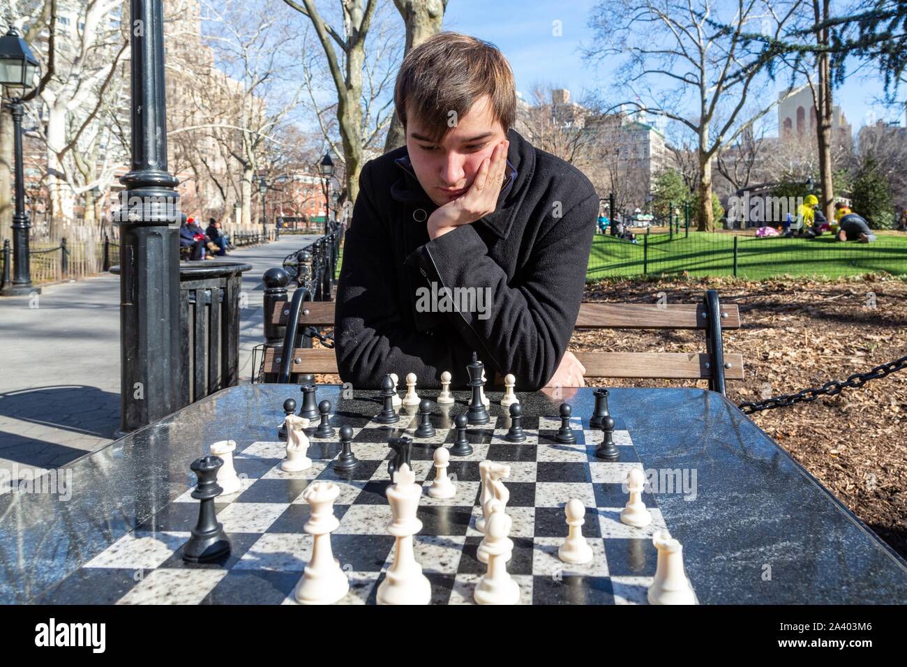 CHESS GAME ON A SQUARE IN MANHATTAN, NEW YORK, UNITED STATES, USA Stock ...