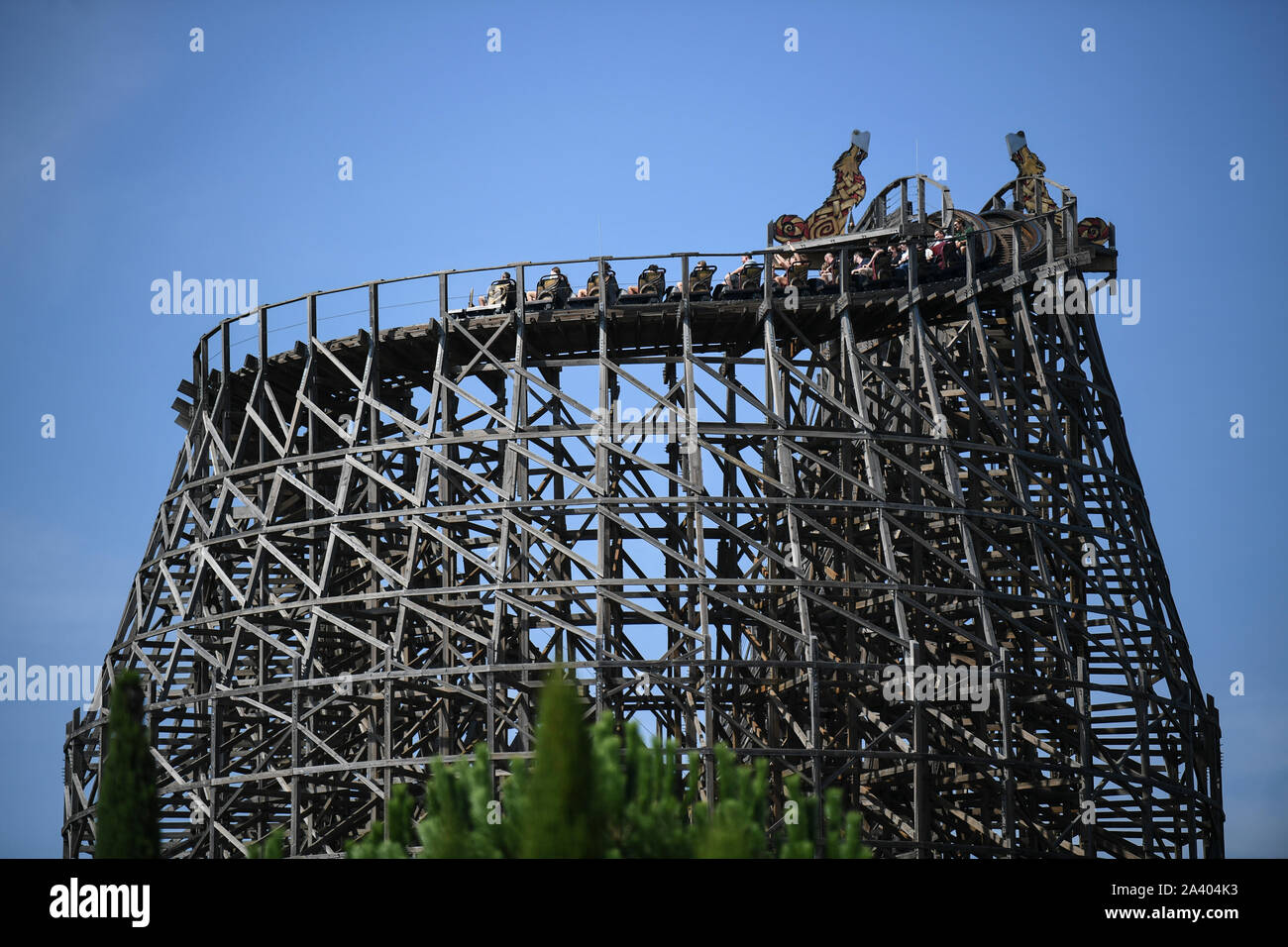 Rust, Germany. 27th Aug, 2019. The outdoor photo shows the ride "Wodan ...