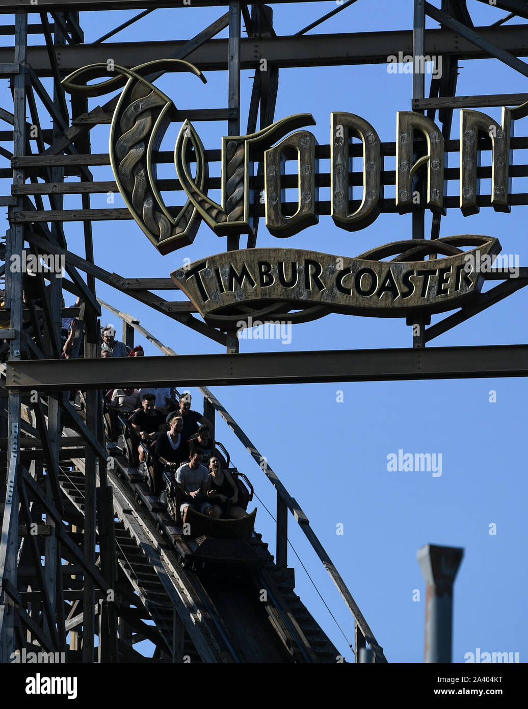 Rust, Germany. 27th Aug, 2019. The outdoor photo shows the ride "Wodan ...