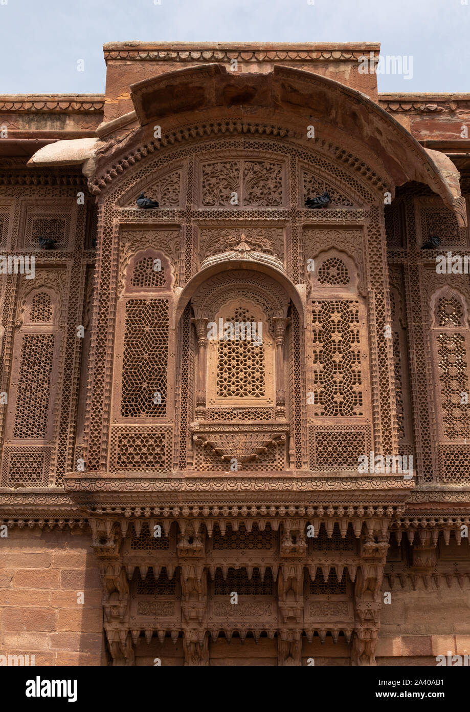 Decorated carved window in Mehrangarh fort, Rajasthan, Jodhpur, India ...