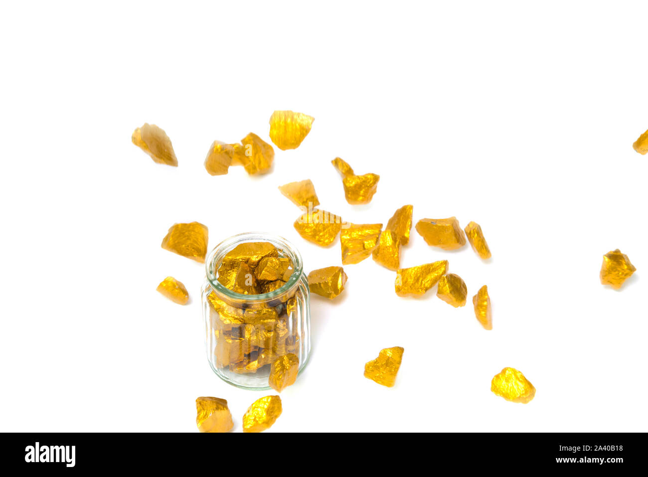 Falling gold nuggets, gold ore , precious stone or lump of golden stone ...