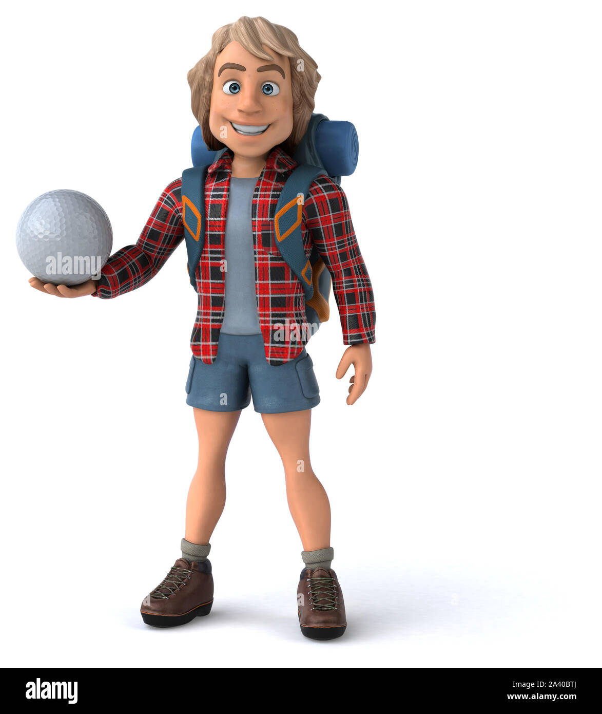 Fun backpacker cartoon guy Stock Photo - Alamy