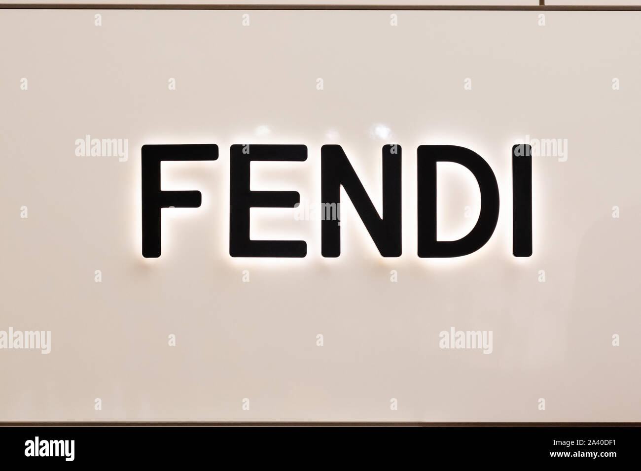 Italian luxury fashion house Fendi logo seen in Shenzhen Stock Photo ...
