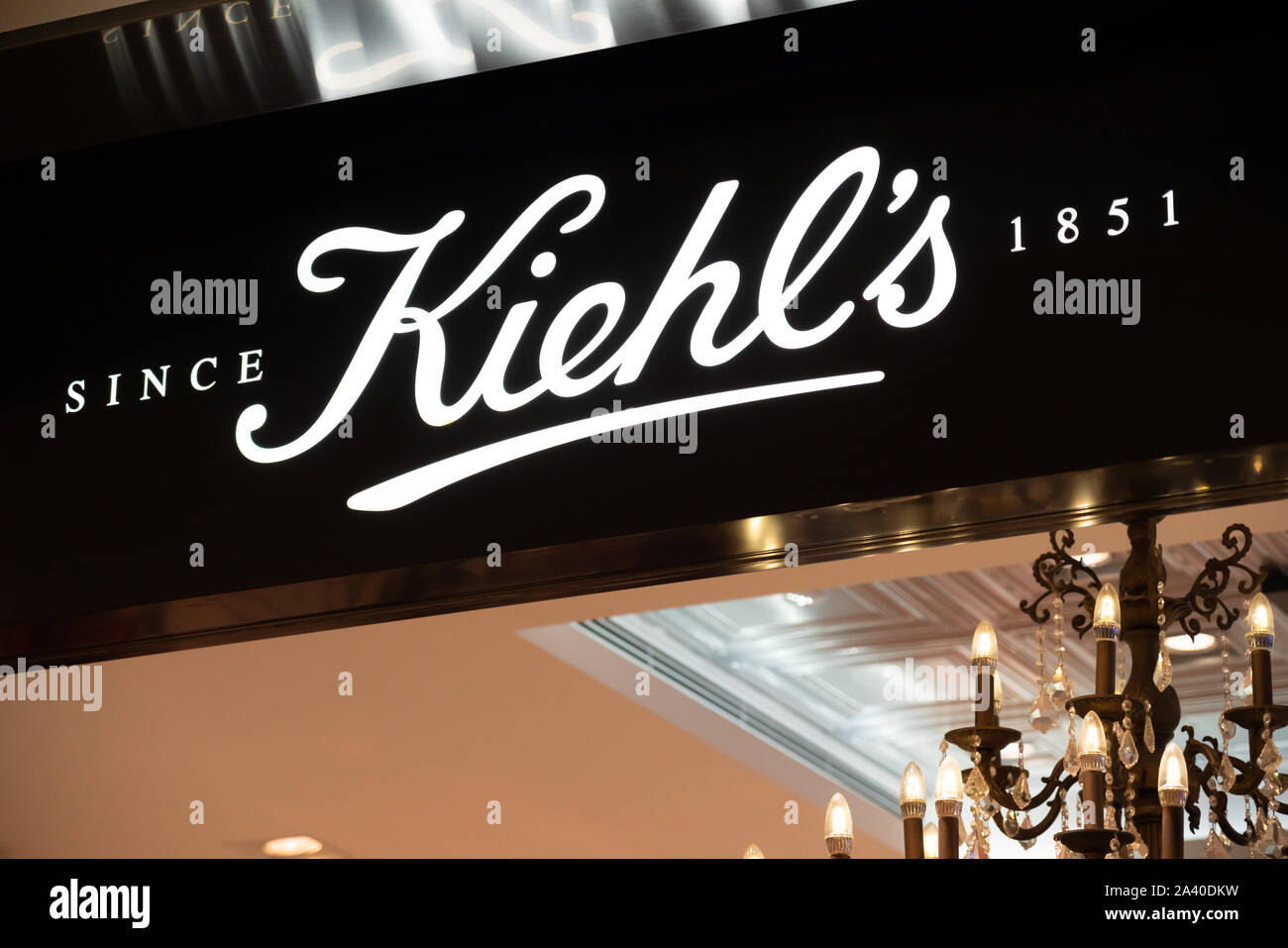 American cosmetics brand retailer Kiehl's logo seen in Shenzhen Stock ...