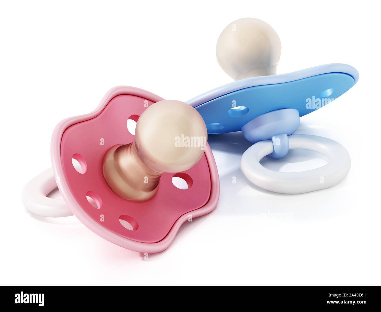 Pacifiers isolated on white background. 3D illustration Stock Photo - Alamy