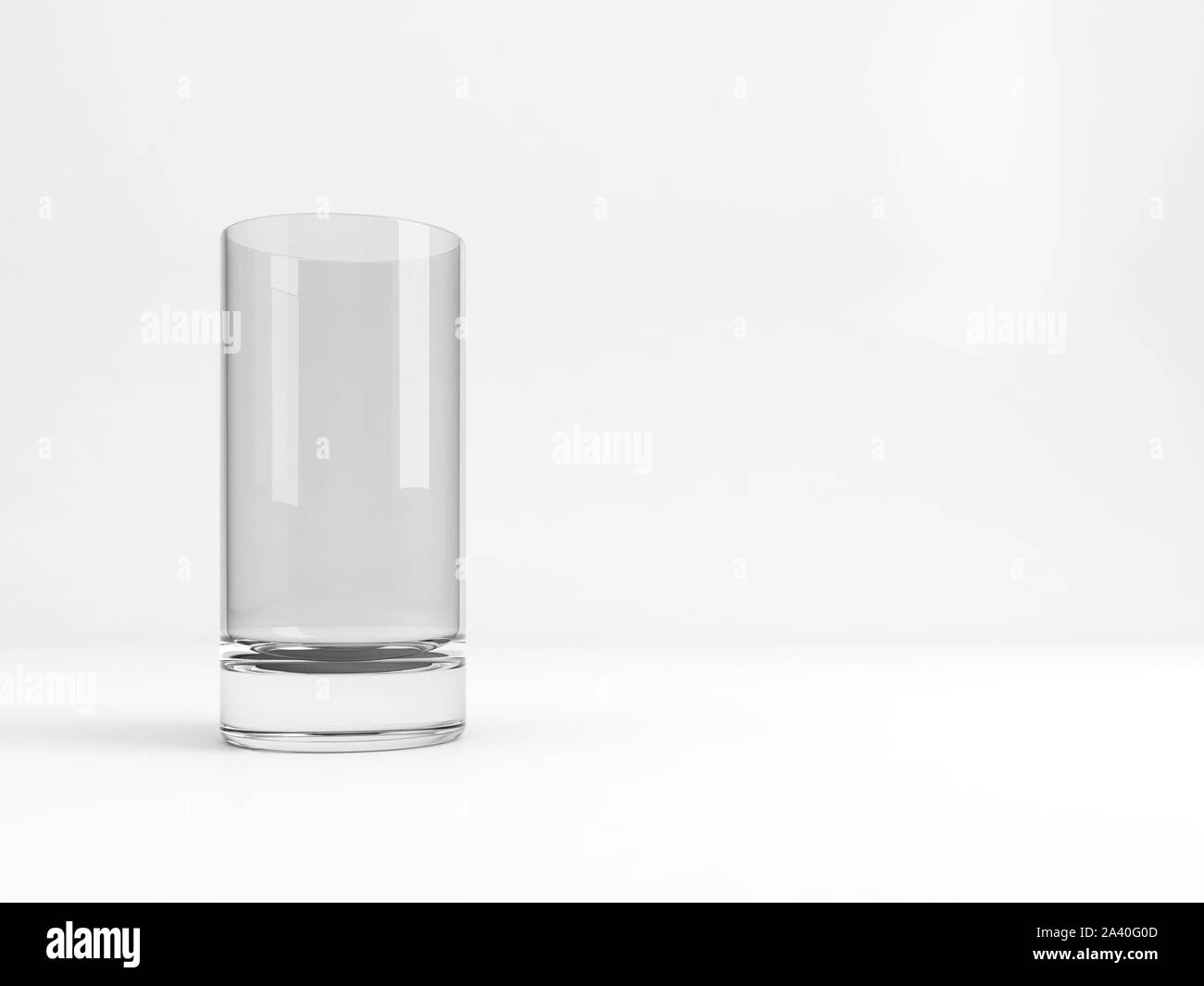 Empty standard Collins glass with soft shadow stands over white ...