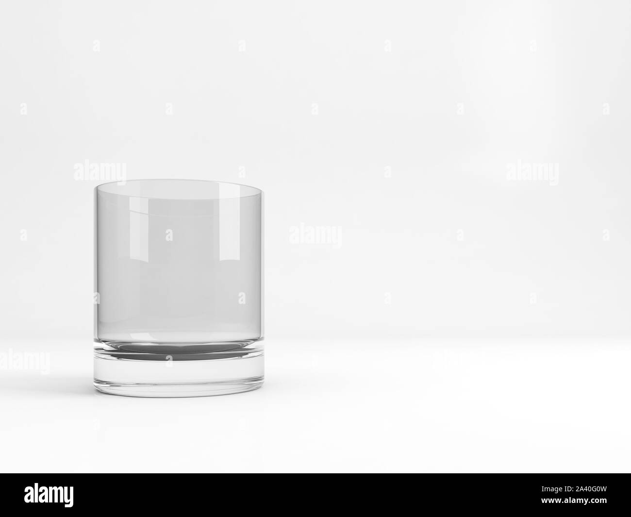 Standard Empty Old Fashioned Glass With Soft Shadow Stands Over White Background 3d Rendering