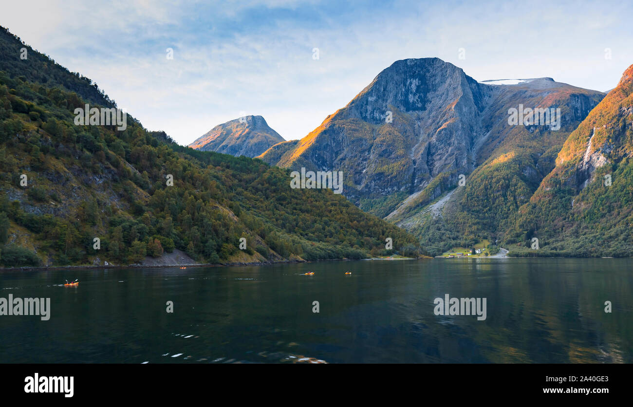 Beautiful view of the coast of Sognefjord . Scenic landscapes of the ...