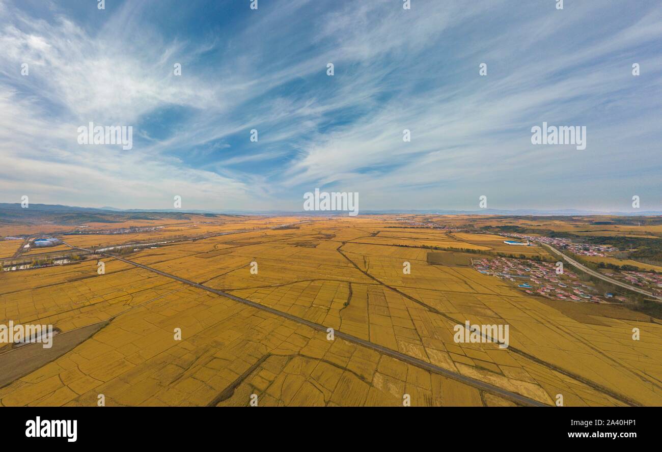 Yanbian. 10th Oct, 2019. Aerial photo taken on Oct. 10, 2019 shows the ...