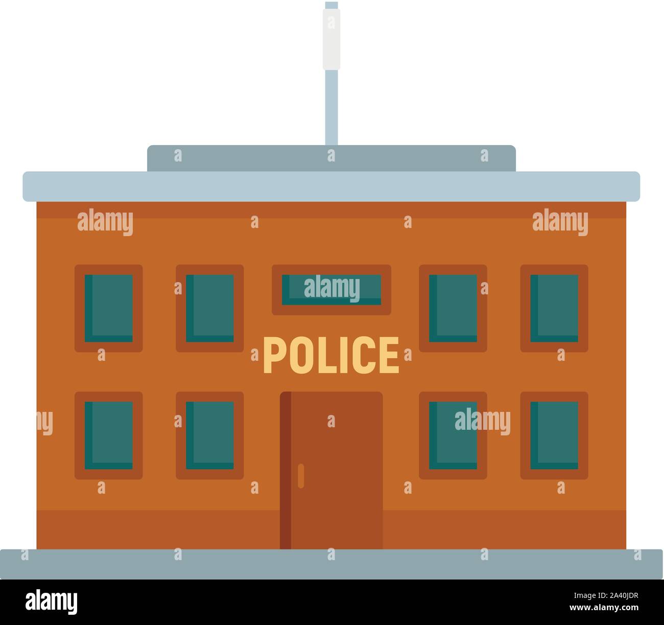 Police building icon. Flat illustration of police building vector icon ...