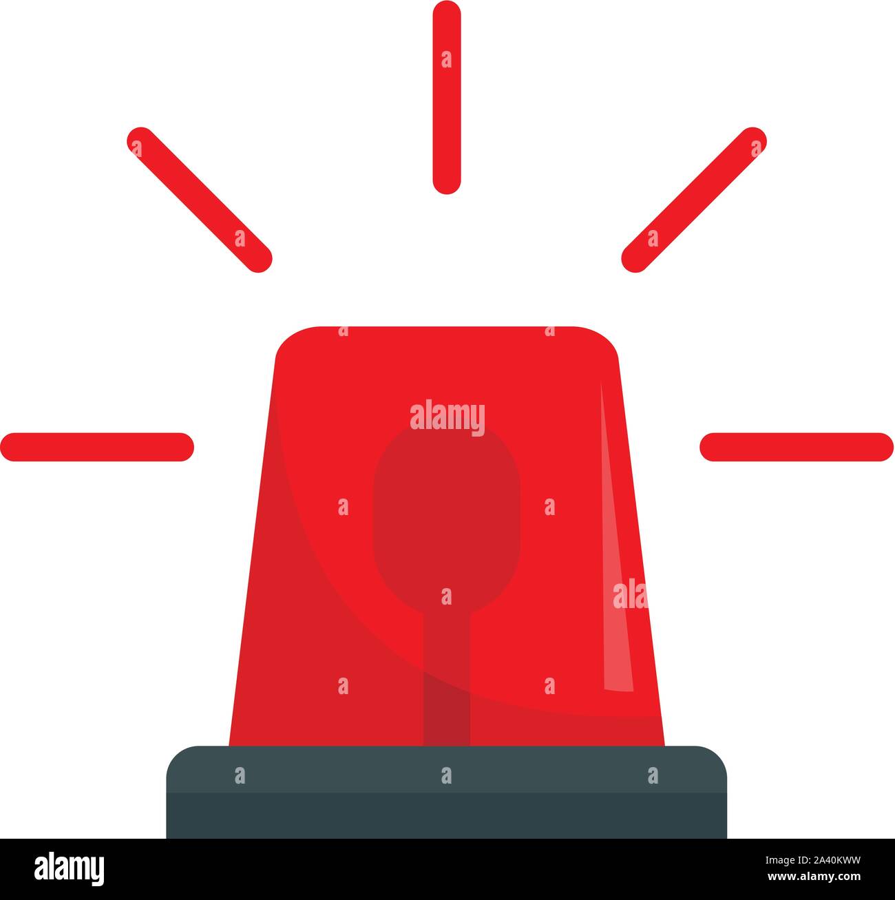 Red police flasher icon. Flat illustration of red police flasher vector ...