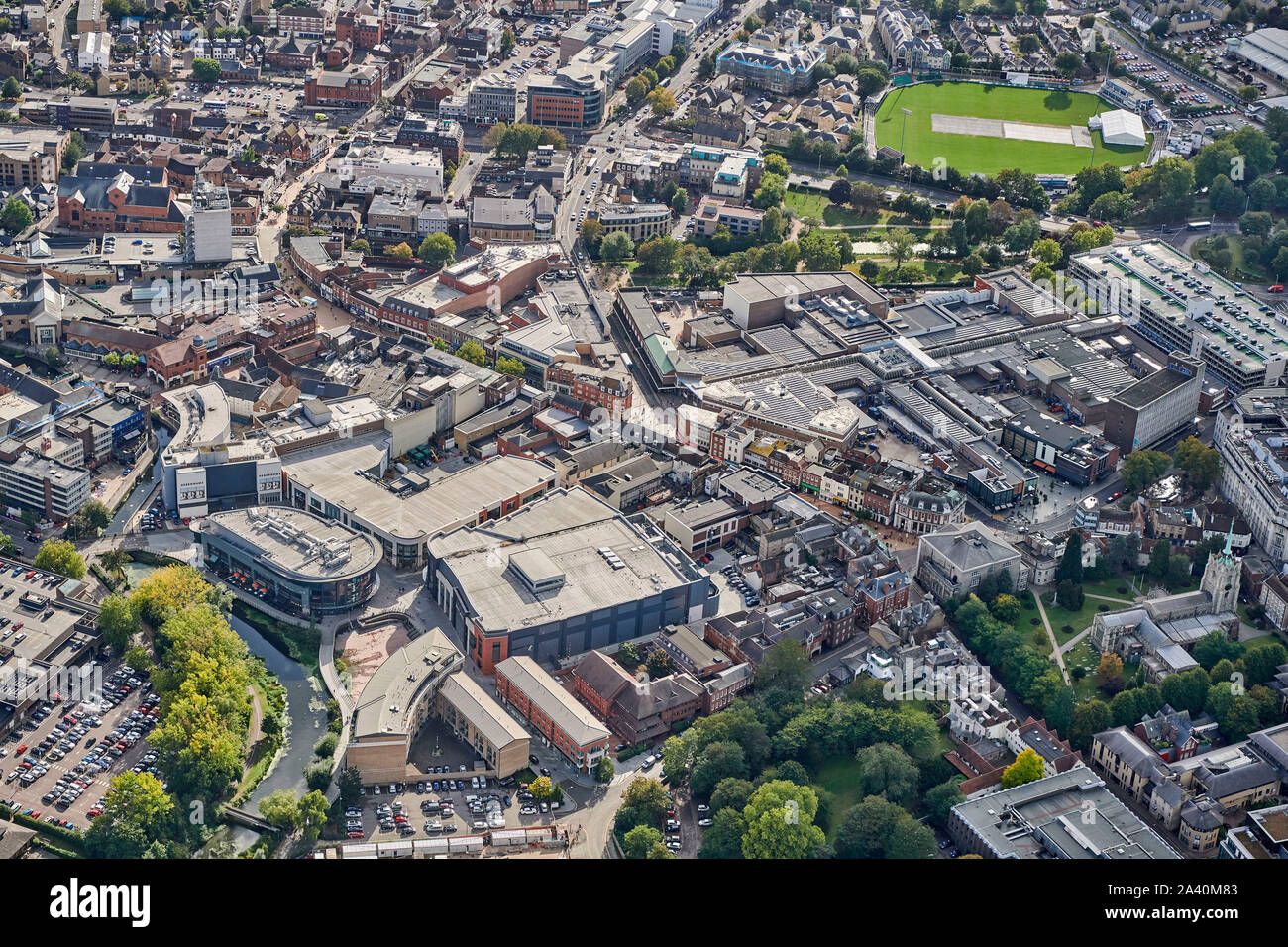 An aerial view of Chelmsford Town centre, South East England, UK Stock ...