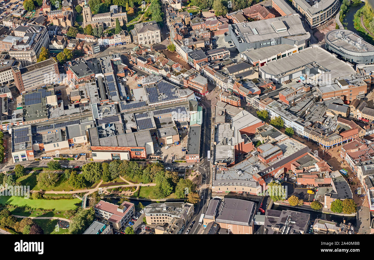 An aerial view of Chelmsford Town centre, South East England, UK Stock ...