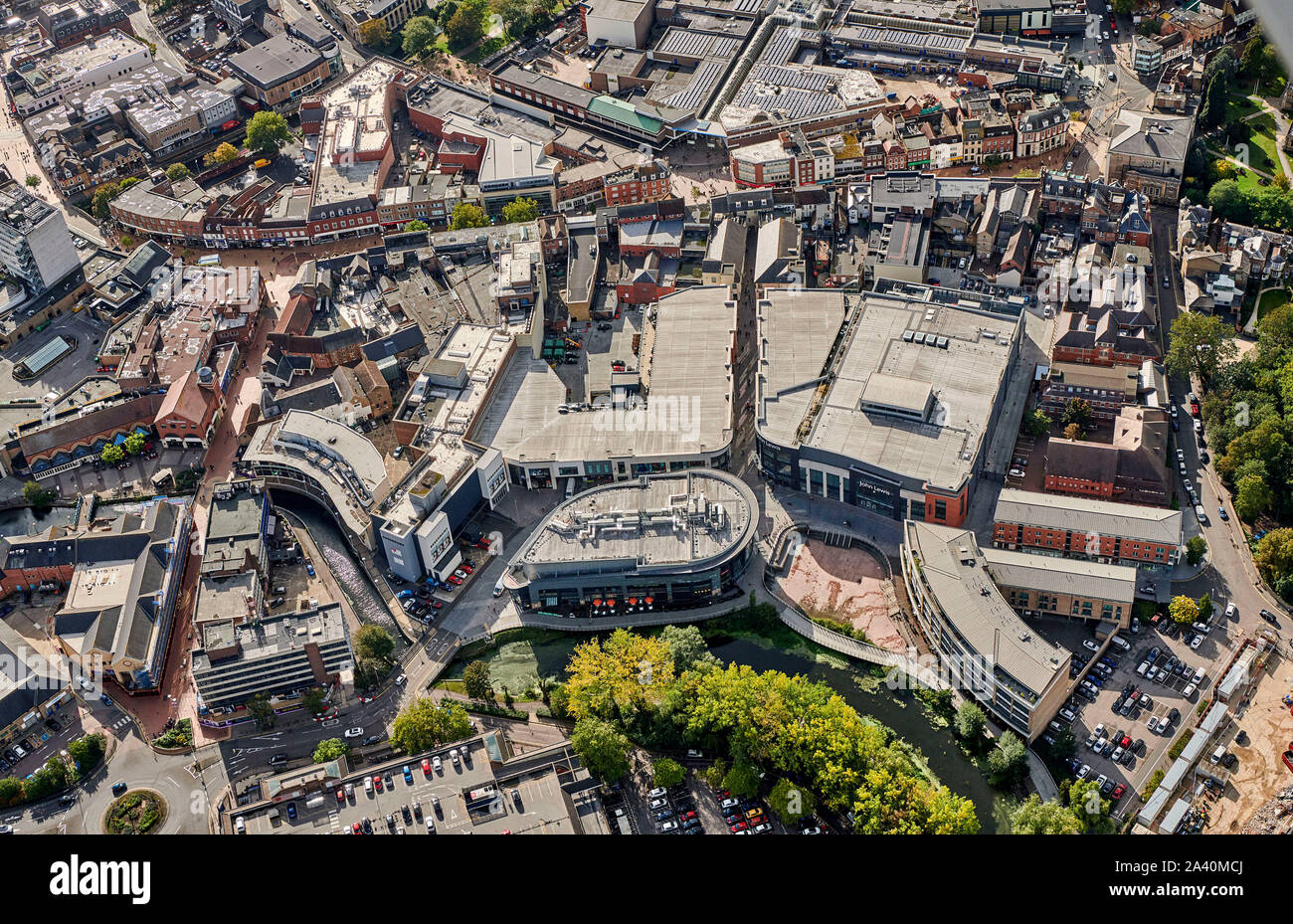 An aerial view of Chelmsford Town centre, South East England, UK Stock ...