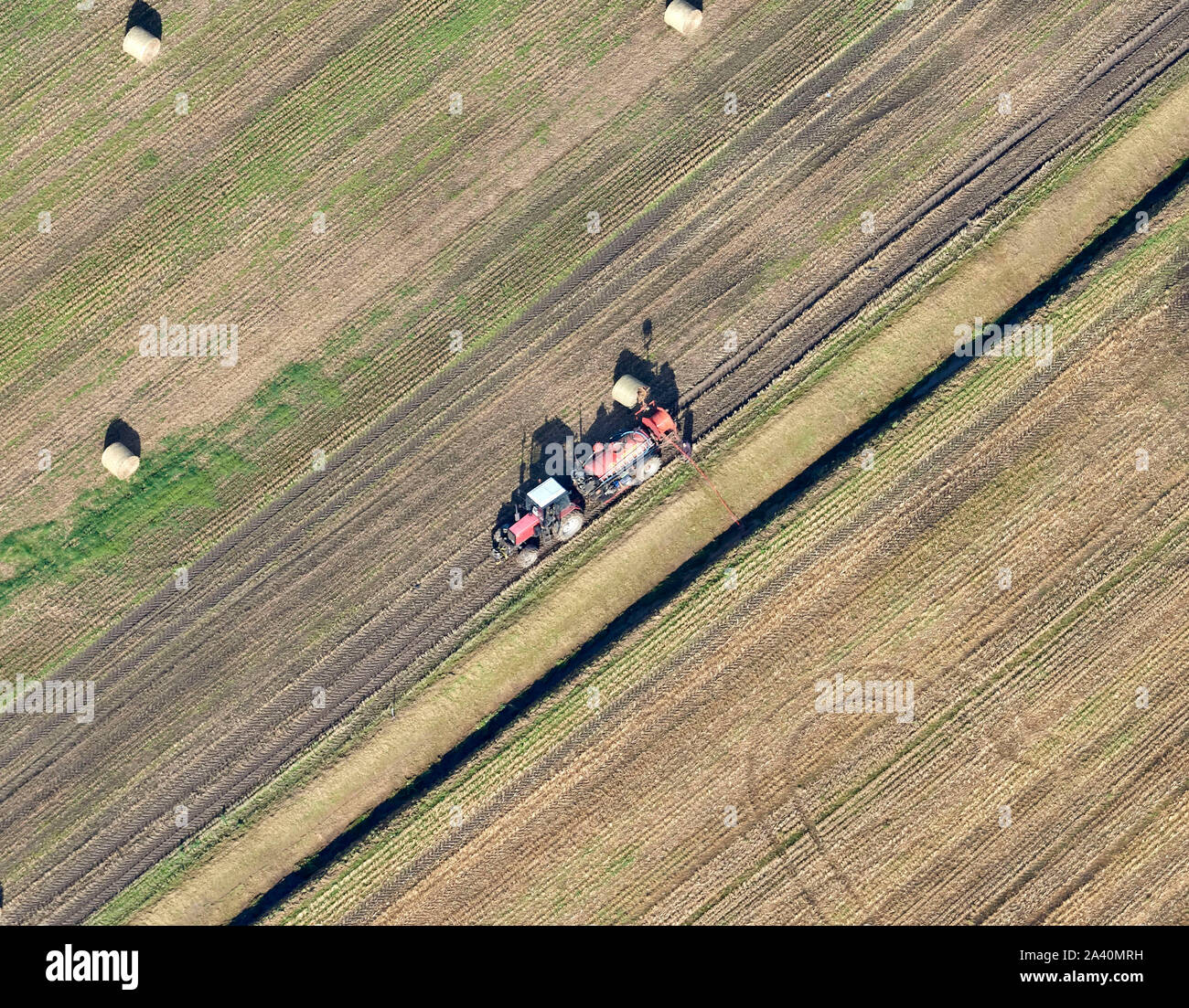 Overhead tractor ploughing hi-res stock photography and images - Alamy