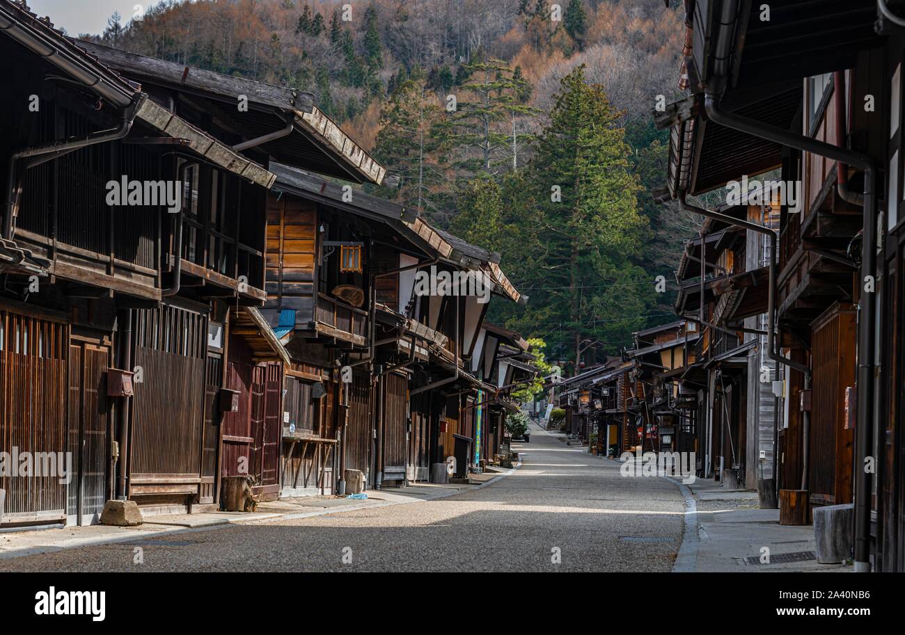 Old traditional village on the Nakasendo road, Central Mountain Route ...