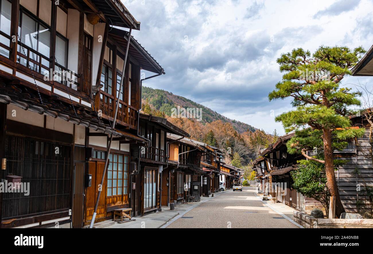 Old traditional village on the Nakasendo road, Central Mountain Route ...