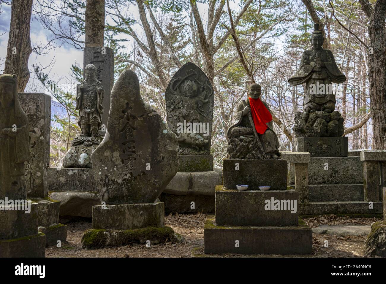 Graves, Musashi Mitake Shrine on Mount Mitake, Nakasendo Street, Kiso ...