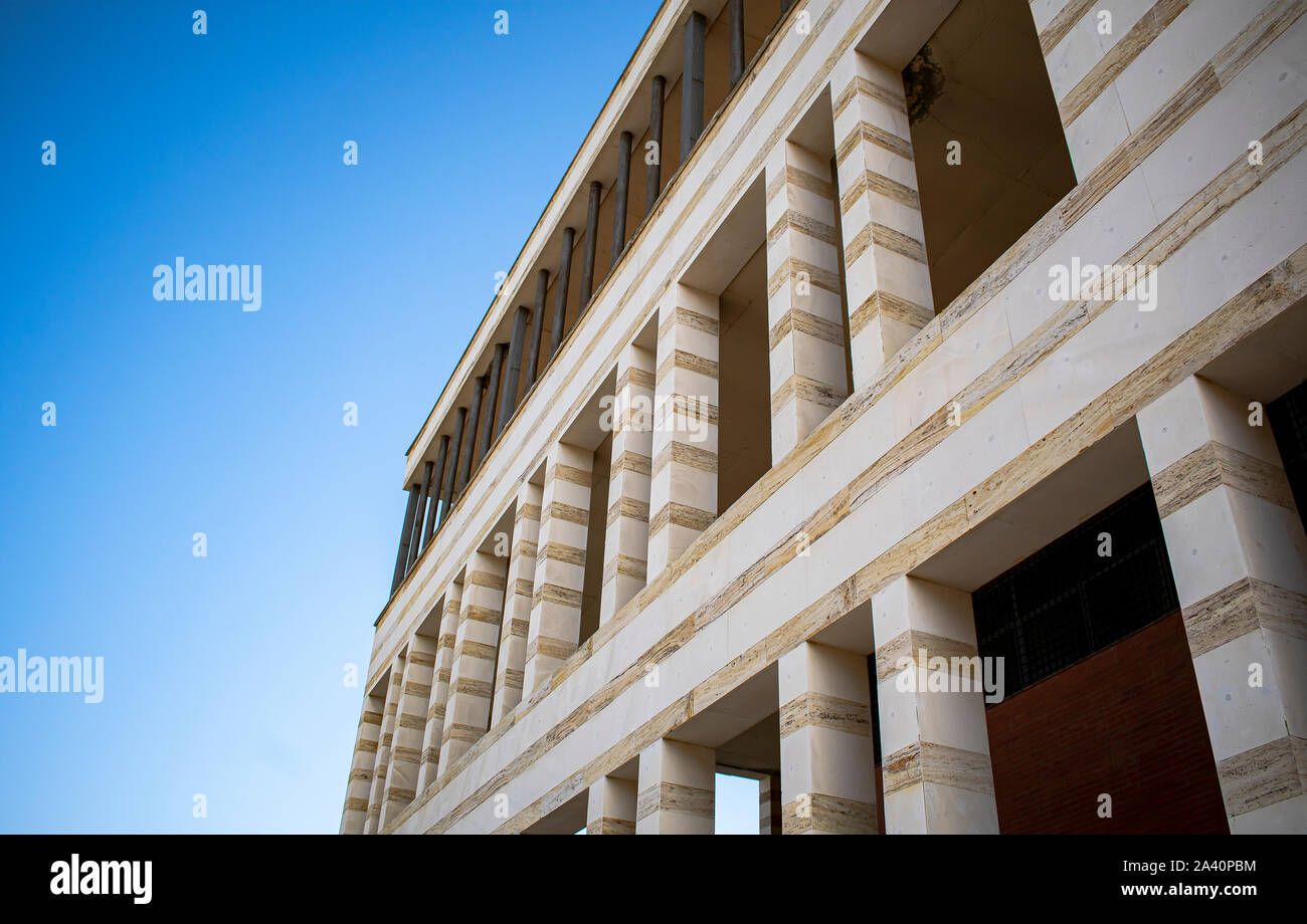 Building of southern Europe of the eighties with many columns, without ...