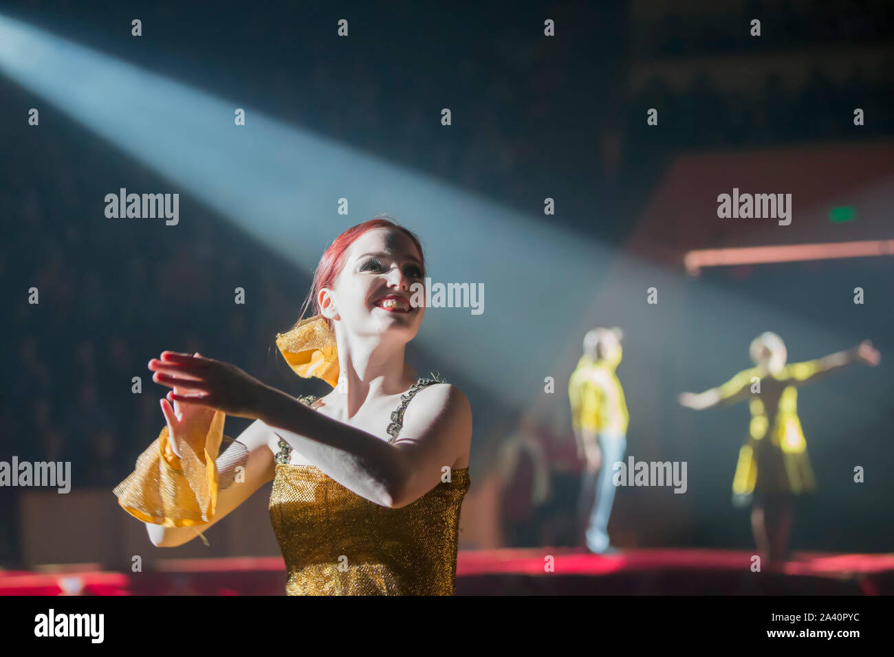 Belarus, the city of Goamel, April 07, 2019. Circus "Illusion of ...