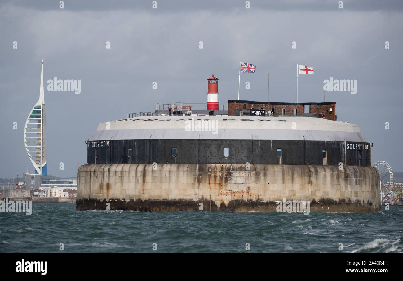 General view of Spitbank fort, which is part of Solent Forts and is up ...