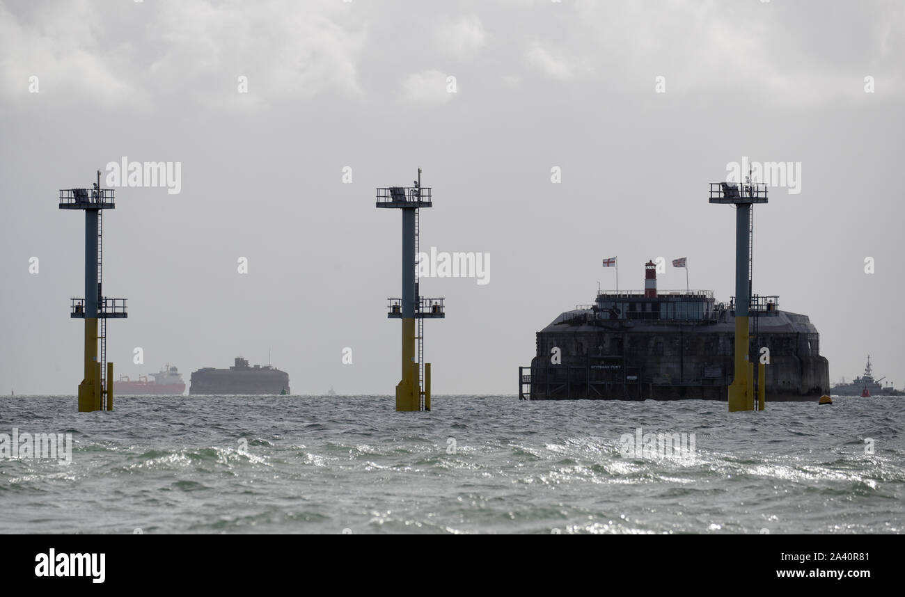 General view of Spitbank fort (right), which is part of Solent Forts ...
