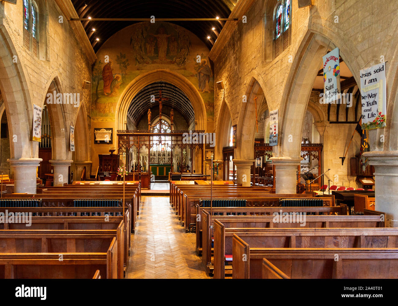 Interior of St Michael and All Angels church, Melksham, Wiltshire ...