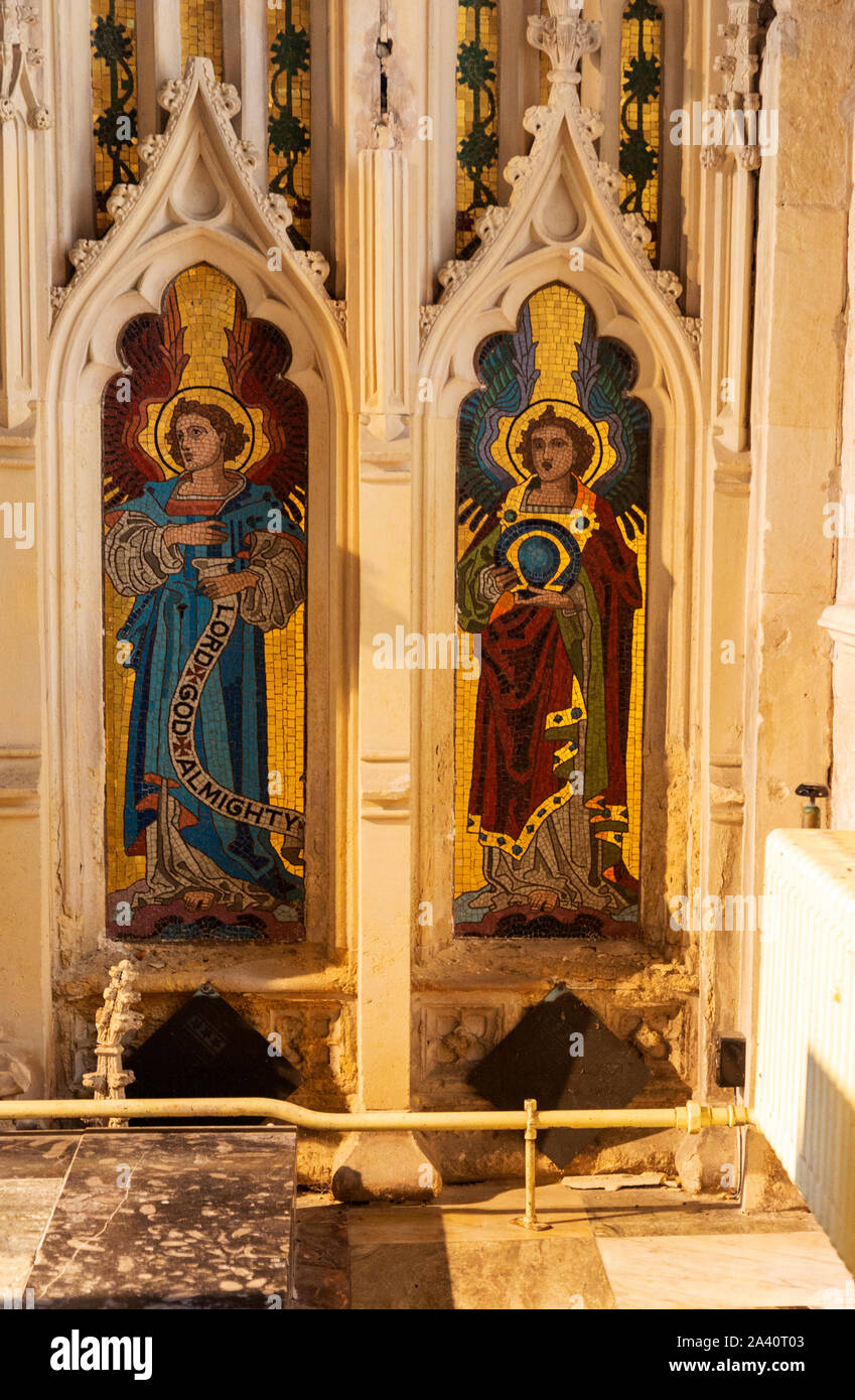 Reredos mosaic images of saints St Michael and All Angels church ...