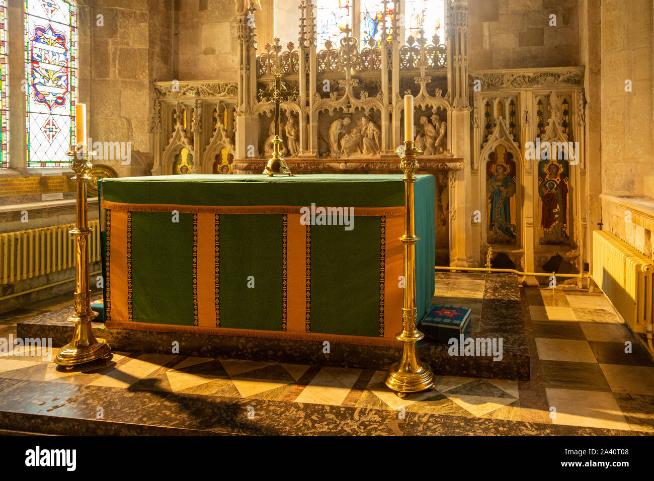 Reredos and altar St Michael and All Angels church, Melksham, Wiltshire ...