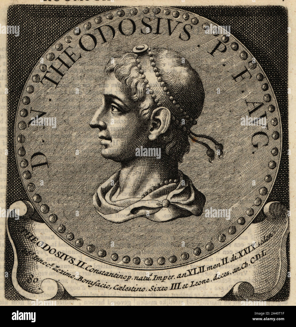 Roman Emperor Theodosius II, 401-450. Flavius Theodosius Junior ...