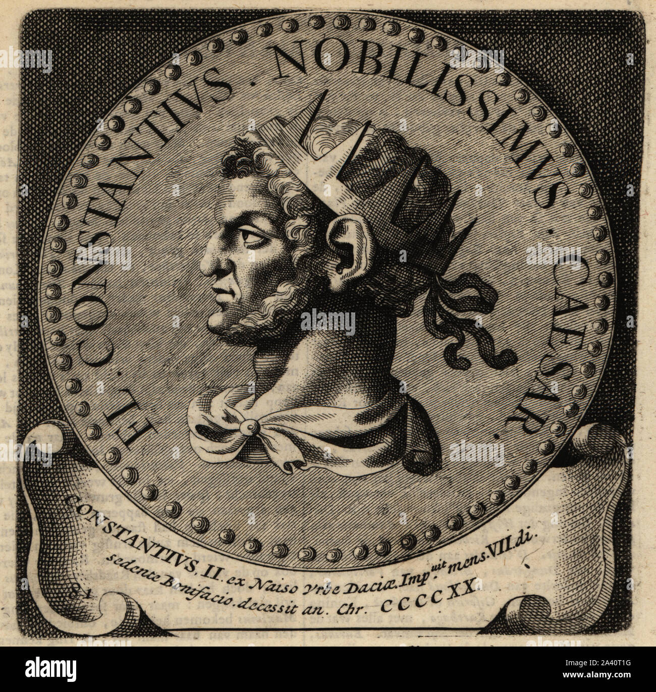 Roman Emperor Constantius II, died 420. Constantius Nobilissimus Caesar ...