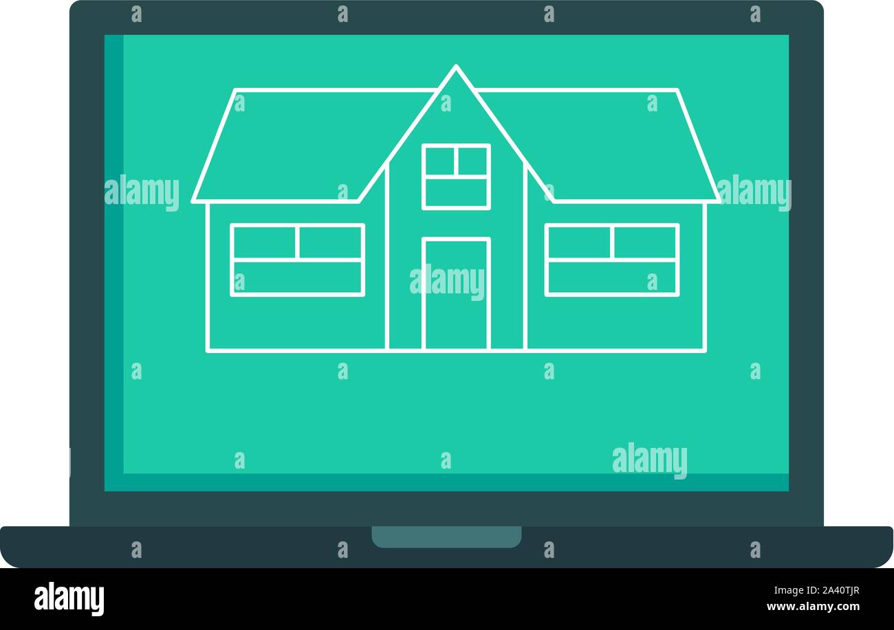 Business architect laptop icon. Flat illustration of business architect ...