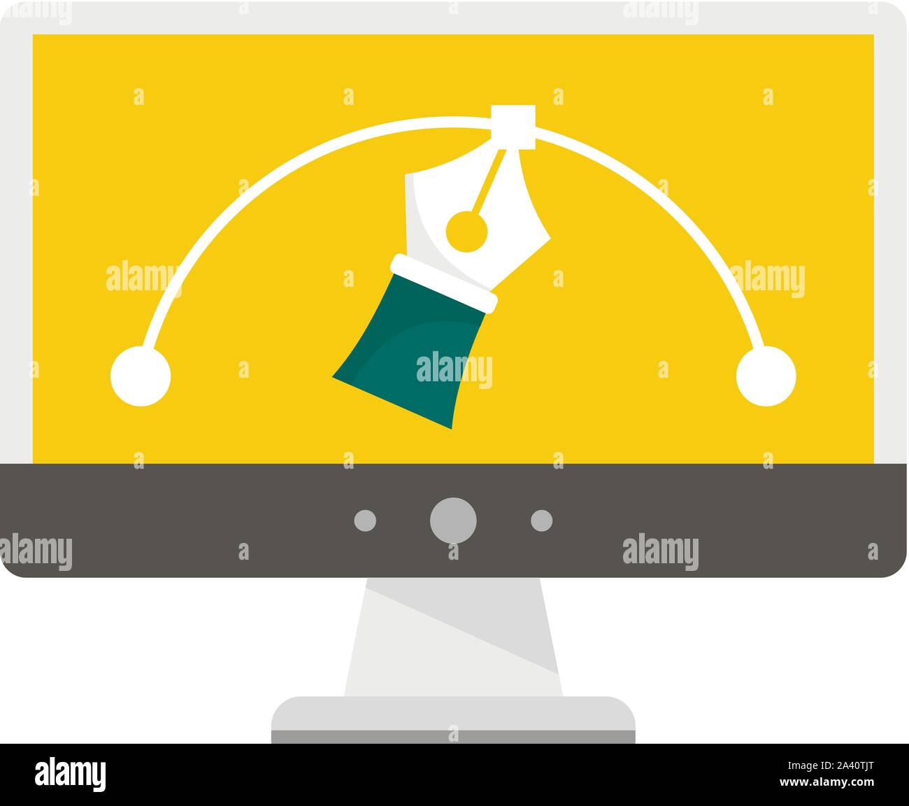 Architect draw computer icon. Flat illustration of architect draw ...