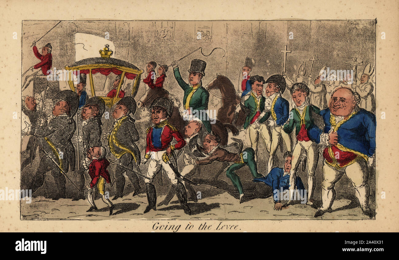 King George IV of England riding a carriage in a royal parade through ...