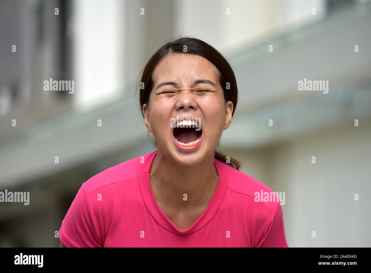 Beautiful Diverse Female Yelling Stock Photo - Alamy