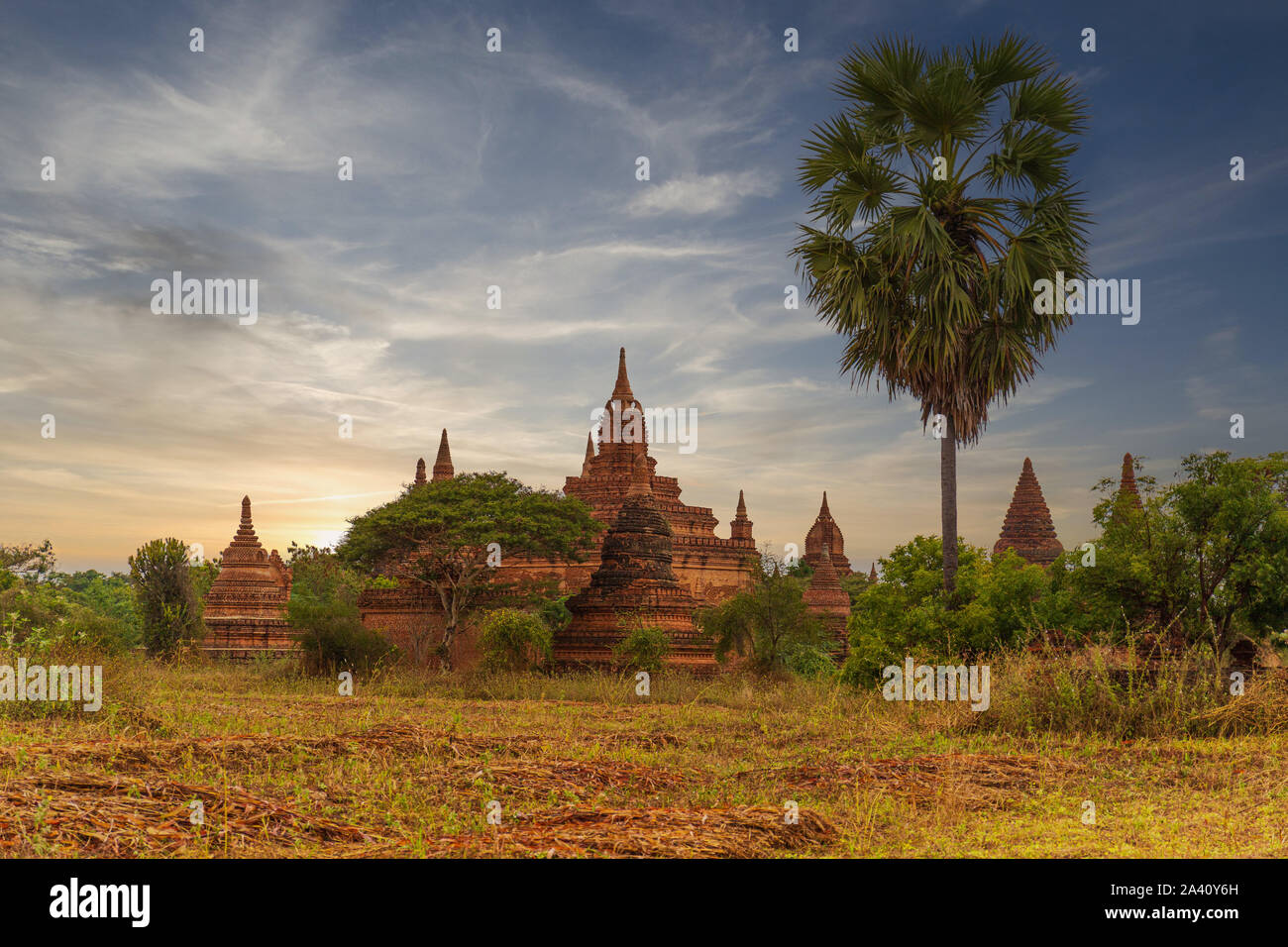Temples of bagan at sunset. Bagan, Myanmar Stock Photo - Alamy