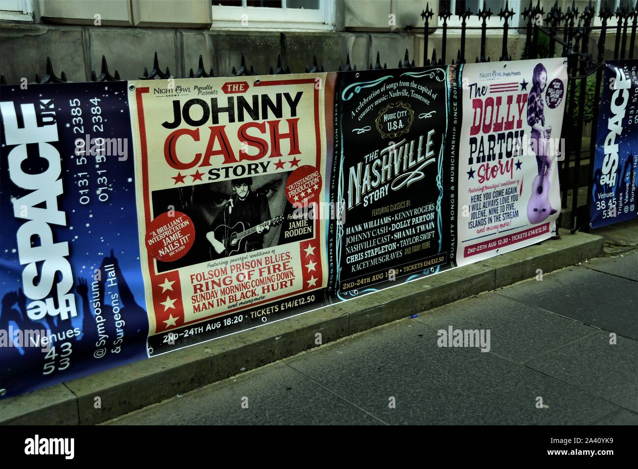 Edinburgh Fringe 2019. The many varied street posters advertising all ...